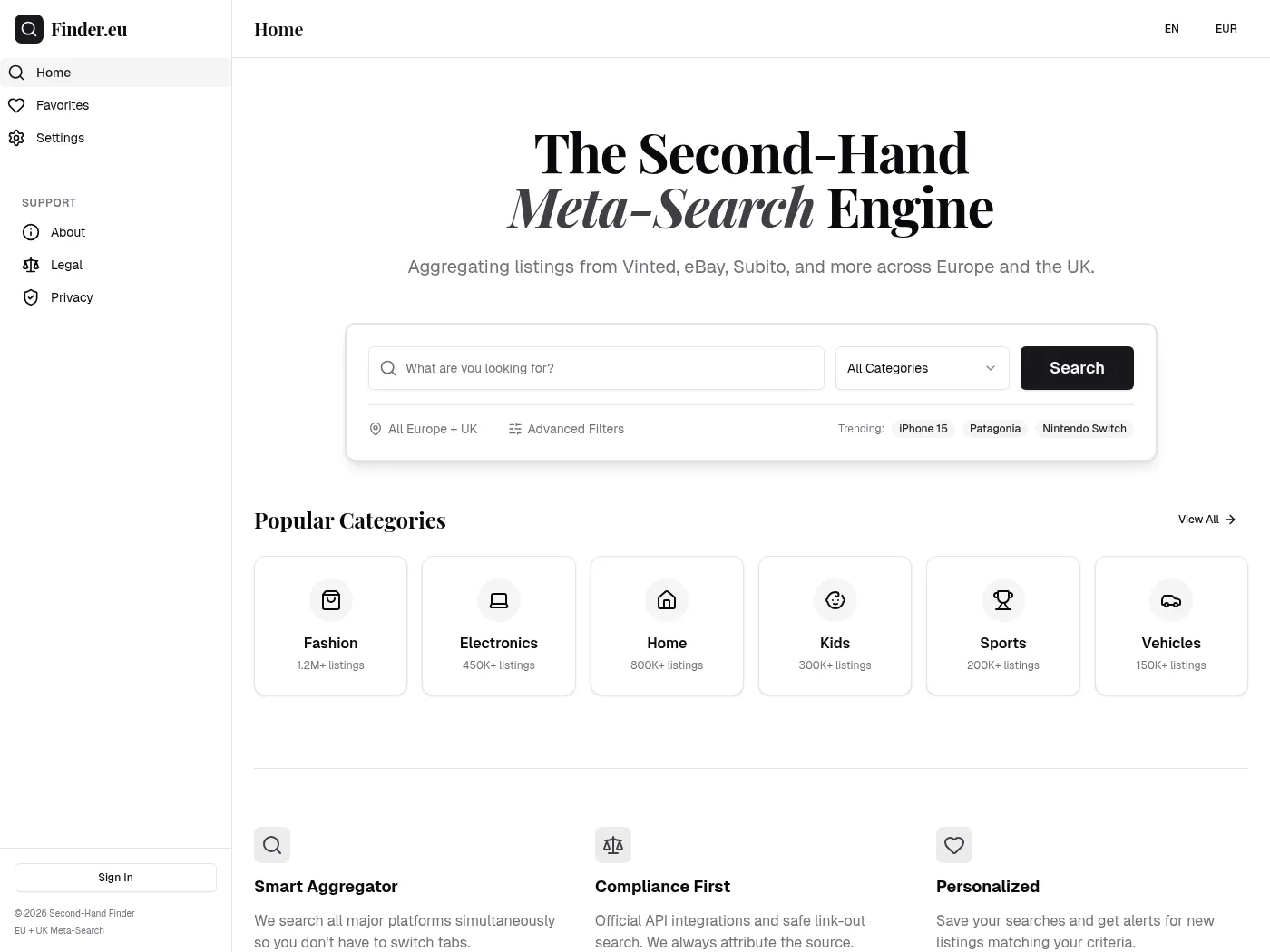Second-Hand Finder EU+UK
