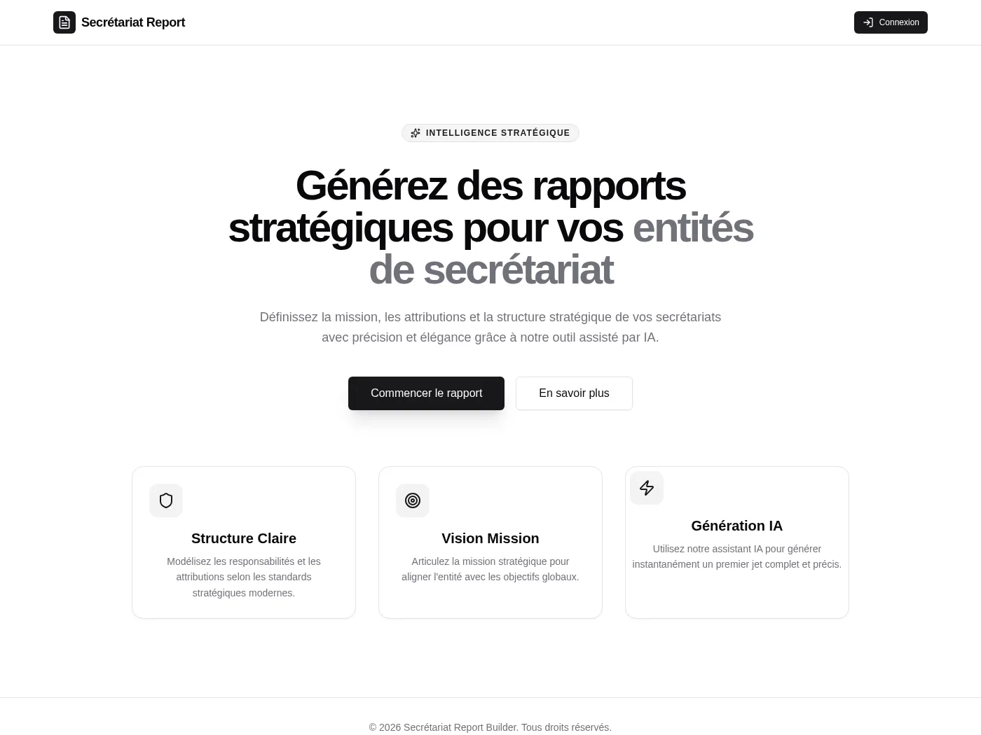 Secrétariat Report Builder