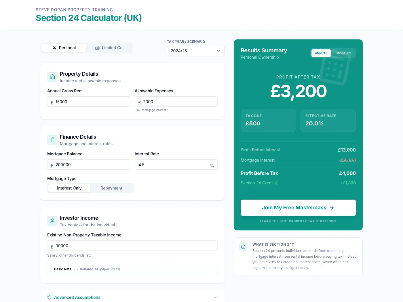 Section 24 Tax Calculator