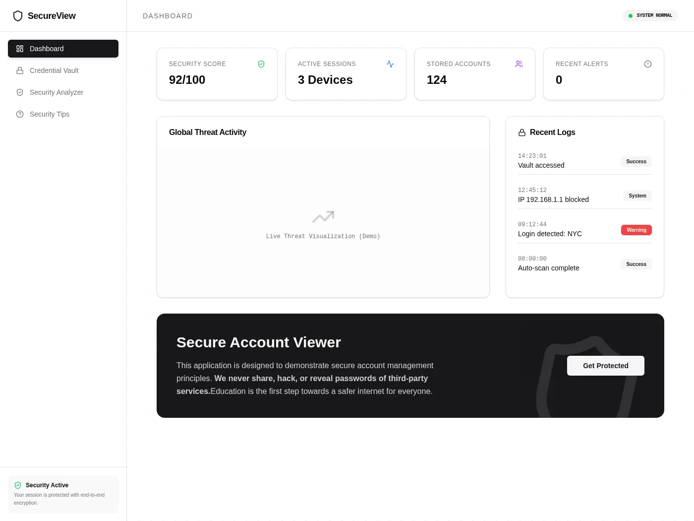 Secure Account Viewer