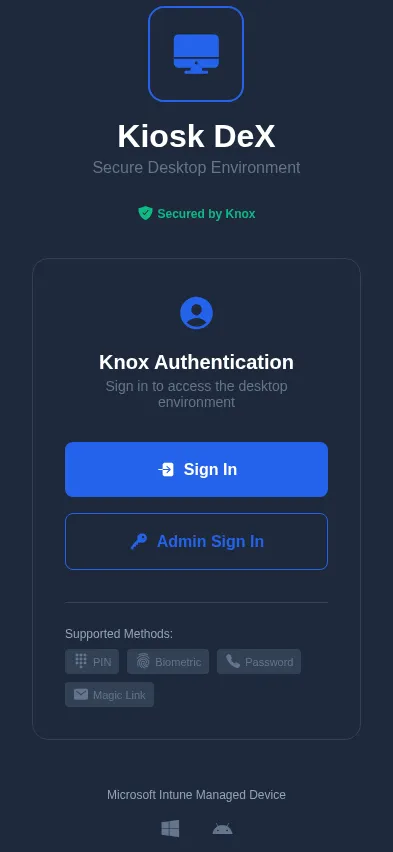 Kiosk DeX Desktop Environment