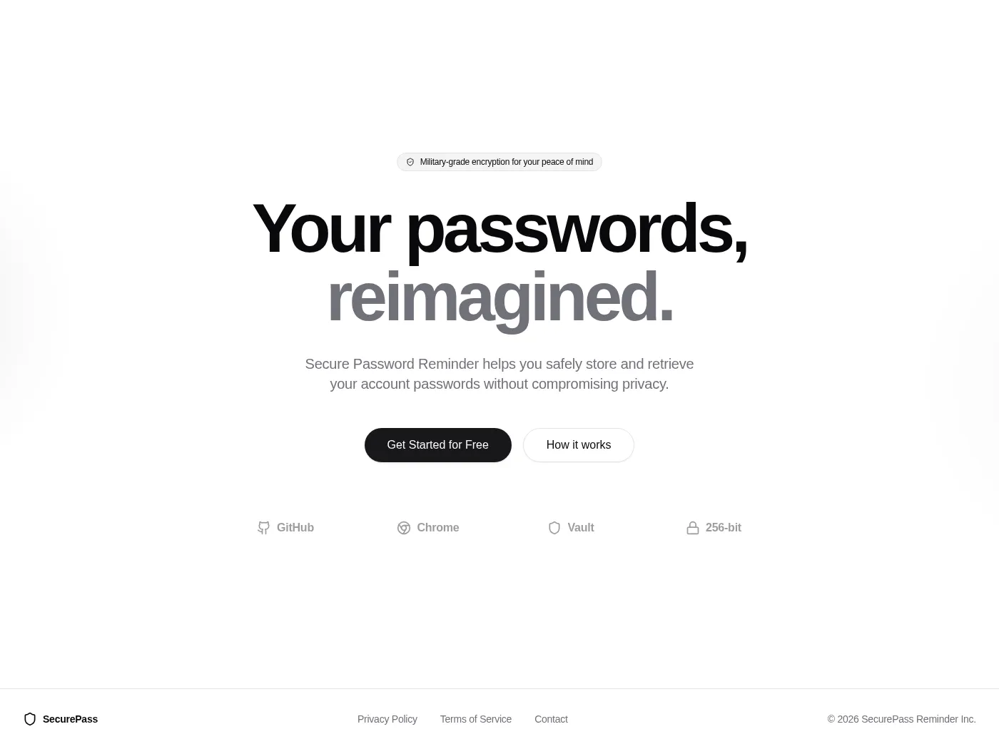 Secure Password Reminder