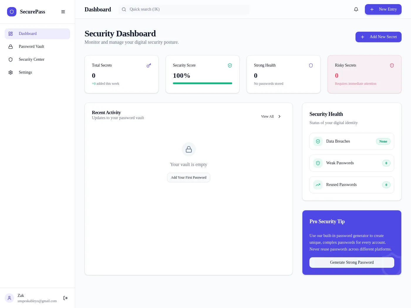 SecurePass - Password Manager App