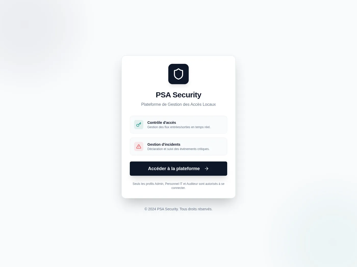 Plateforme Sécurité Accès