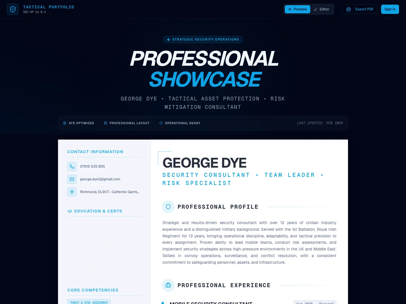 Security CV Builder