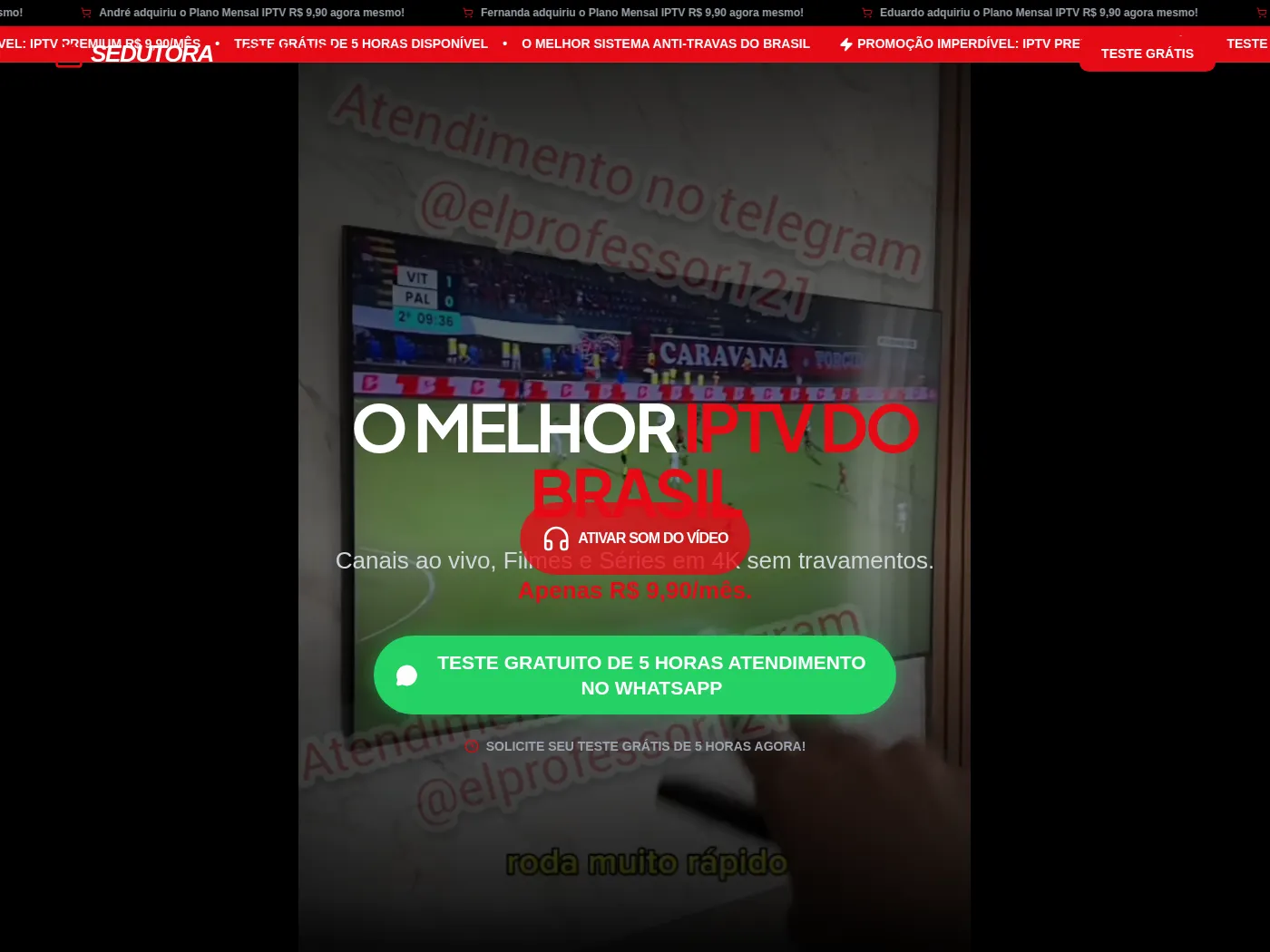 Sedutora TV Online Landing