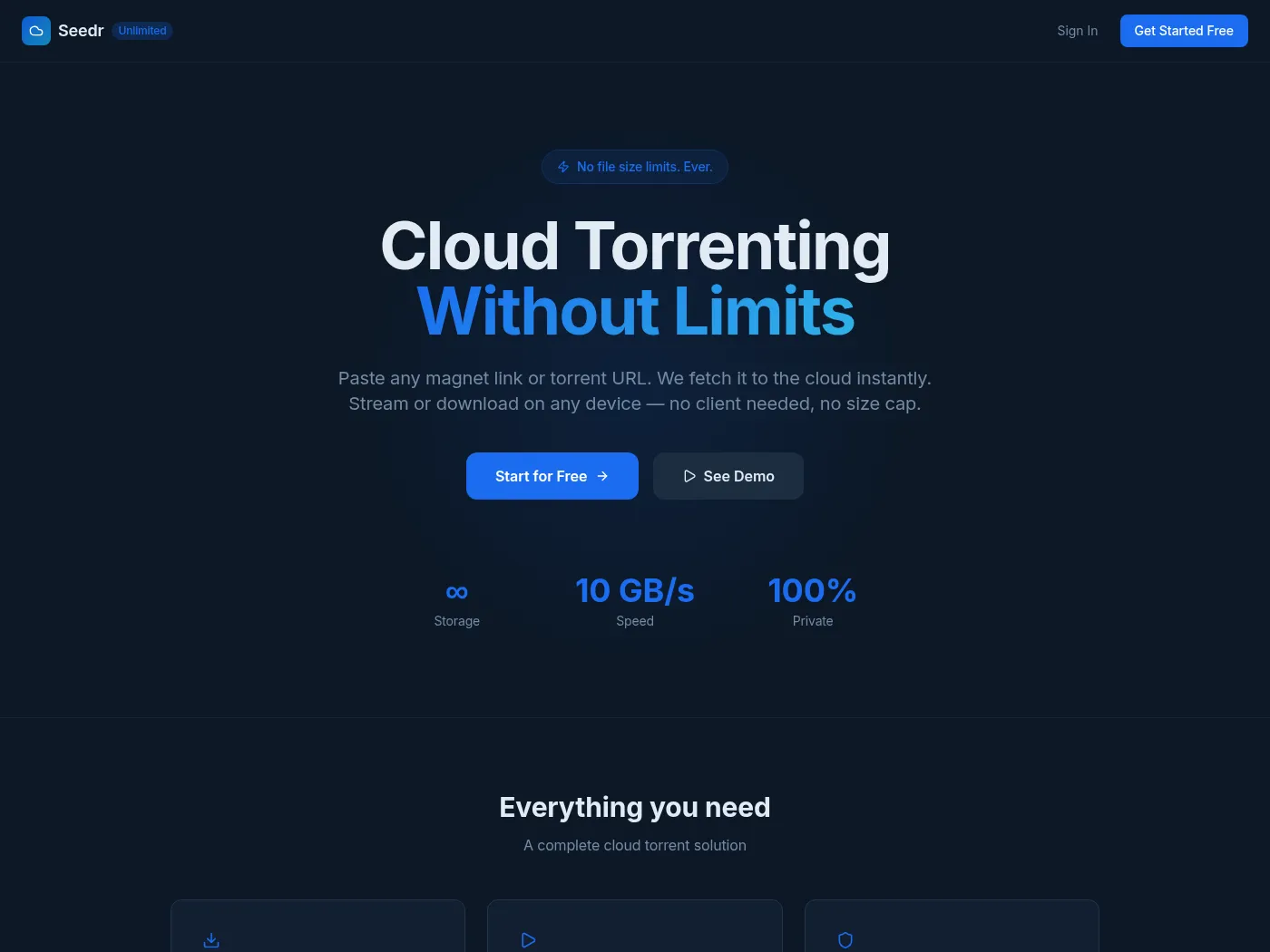 Seedr Unlimited Clone