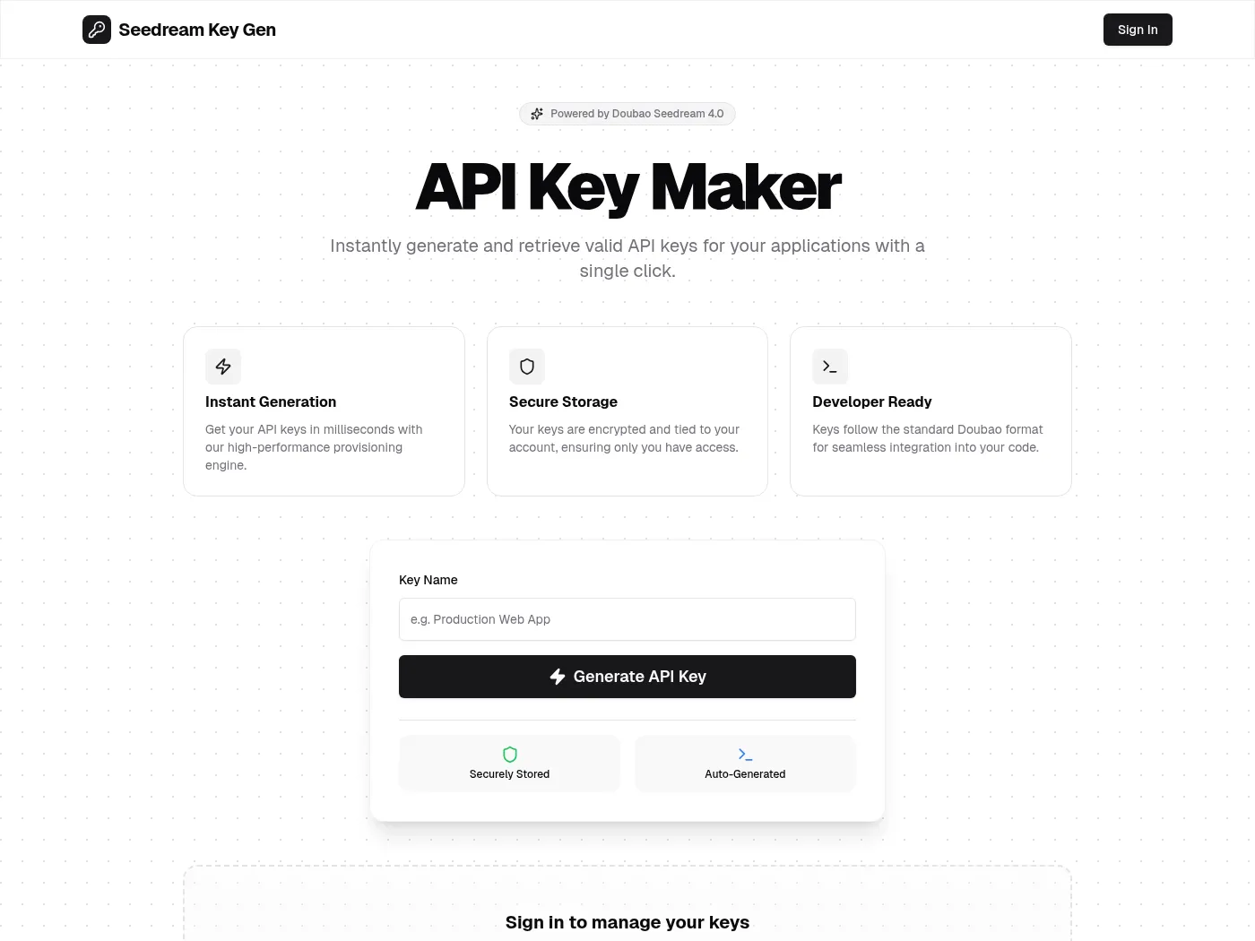 Seedream API Key Maker