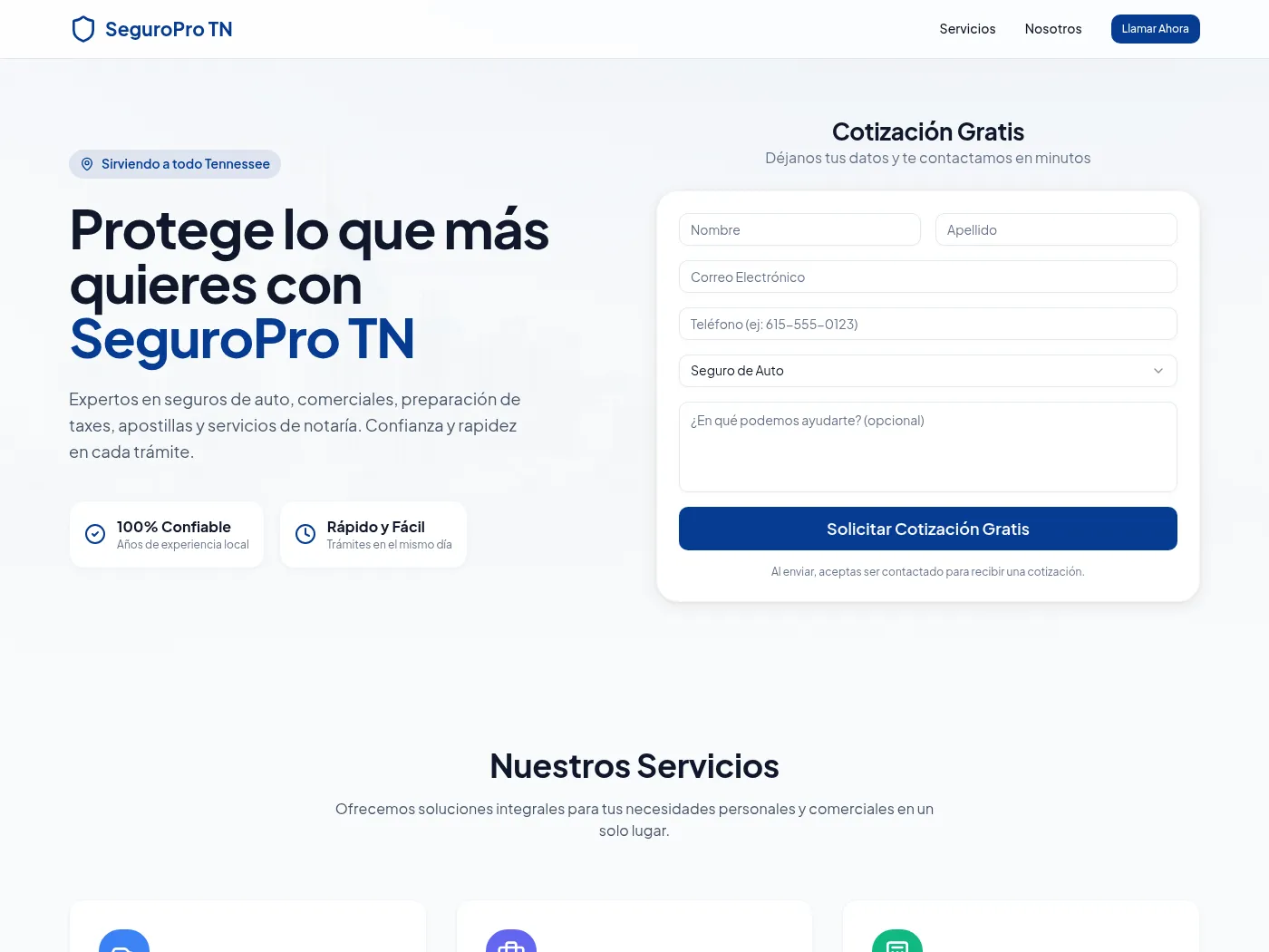 SeguroPro TN Landing