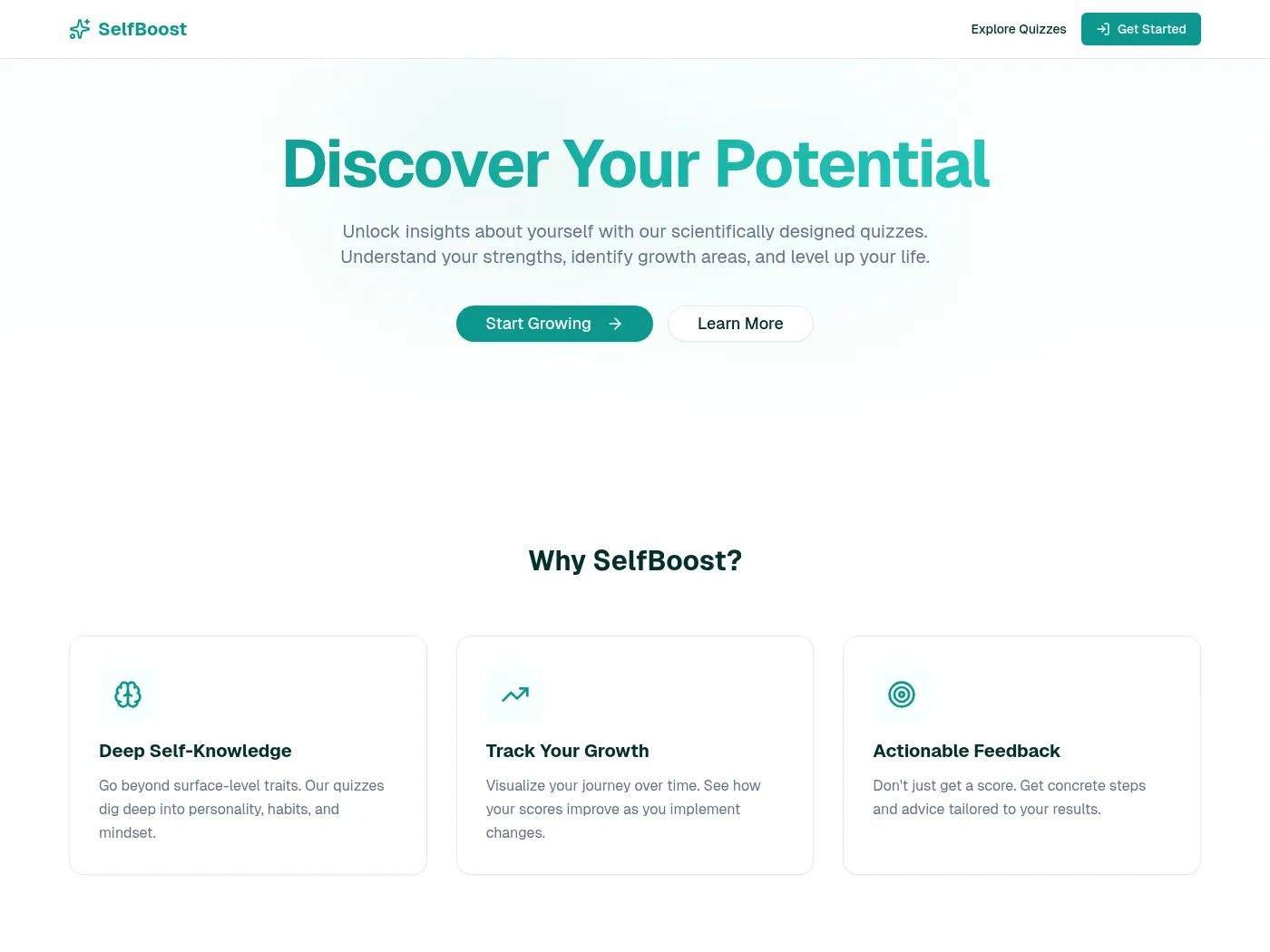 SelfBoost Quiz Platform