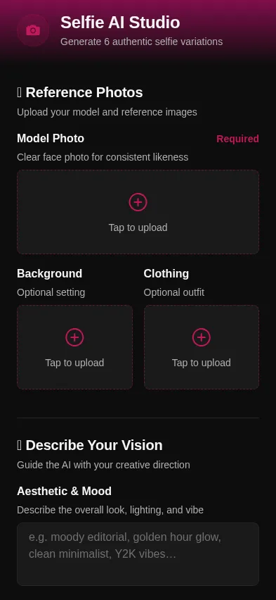 Selfie Model AI Studio