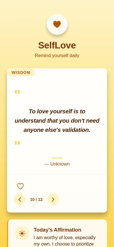 SelfLove Reminder App