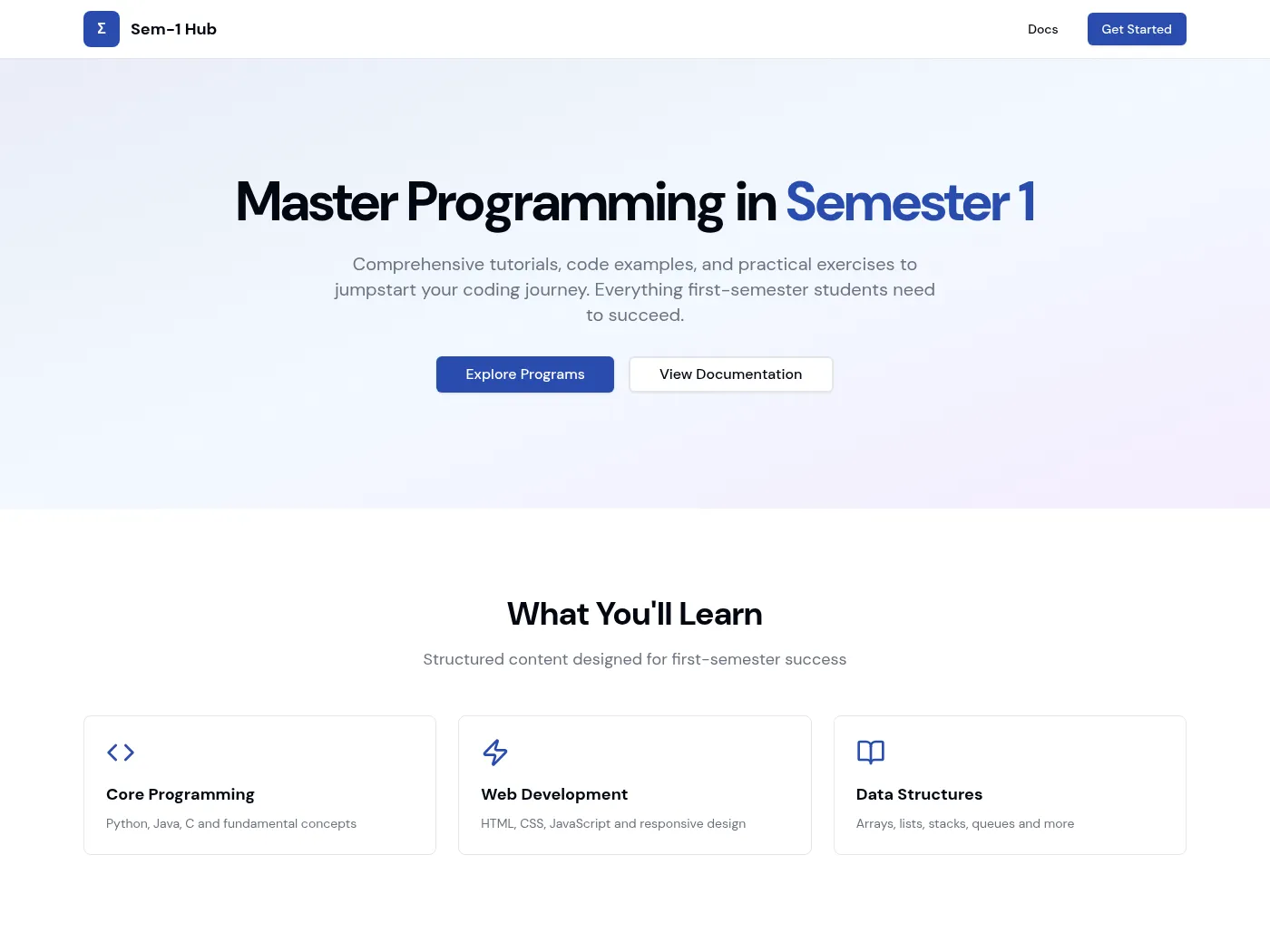 Semester 1 Programs Hub