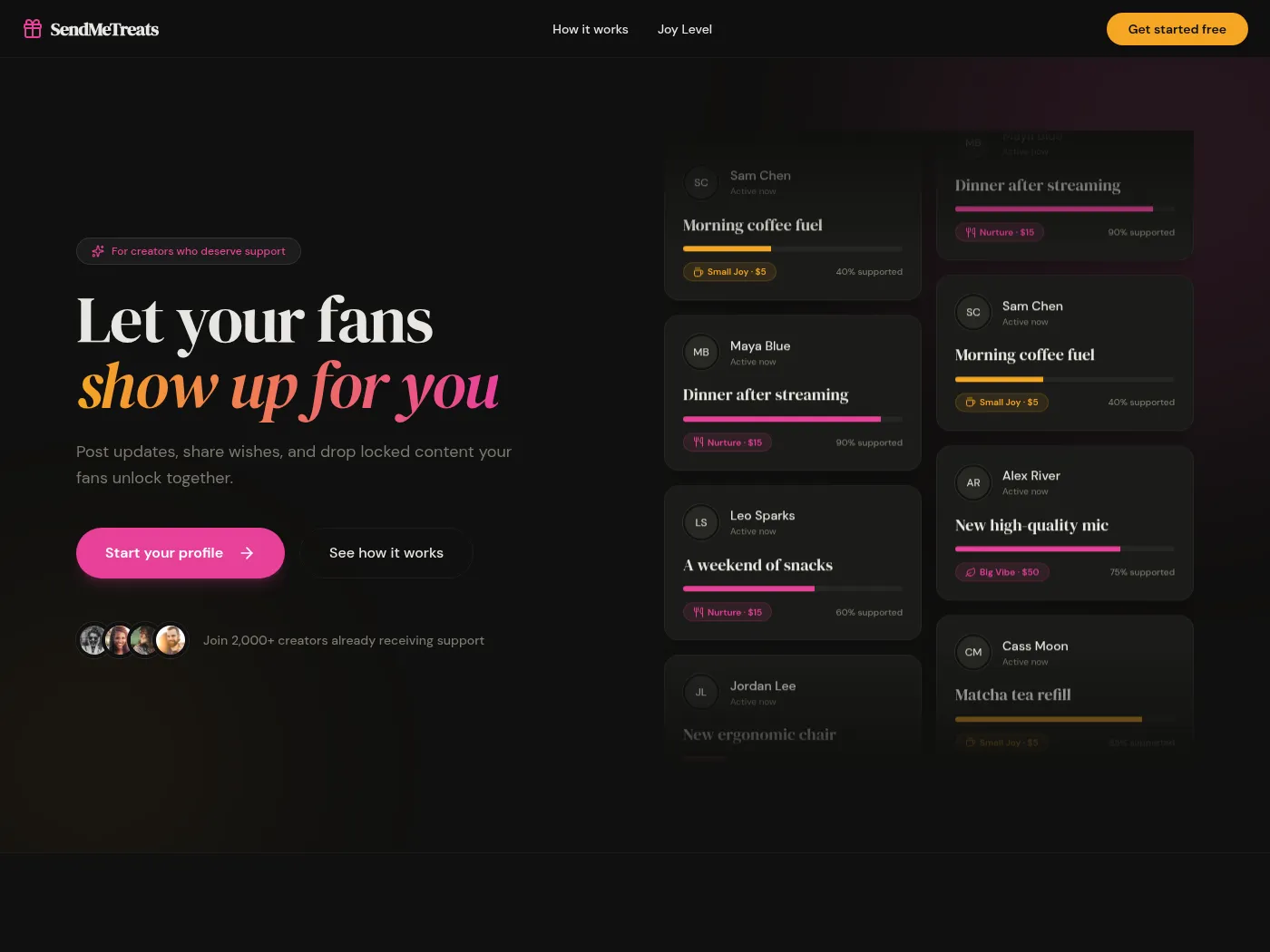 SendMeTreats Landing Page