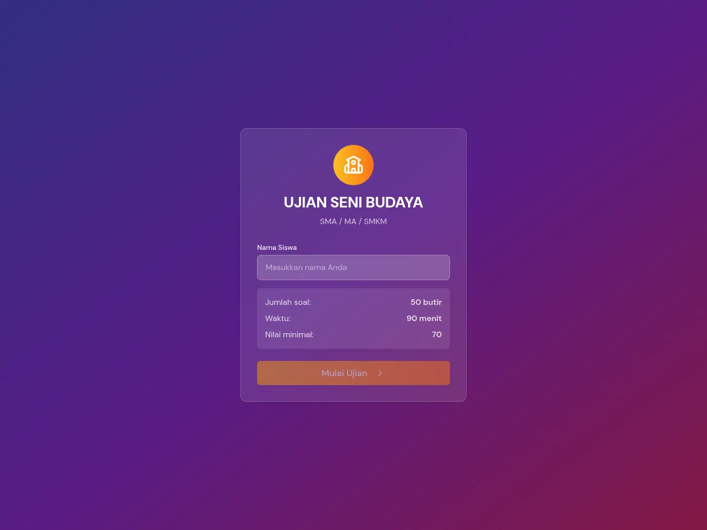 Seni Budaya Exam Portal