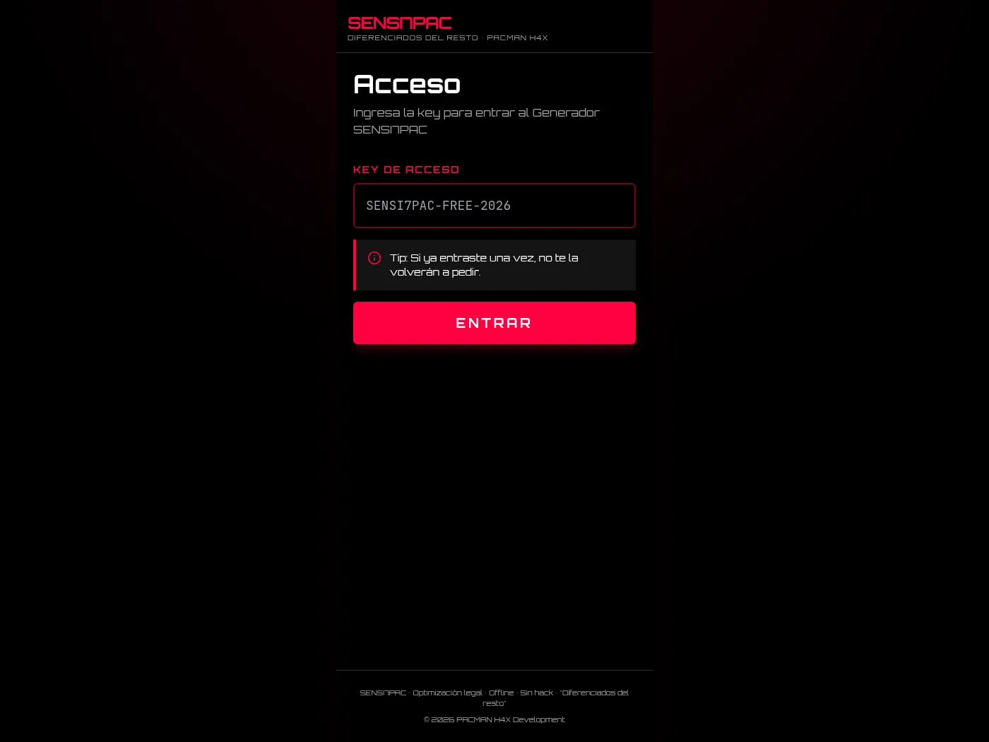 SENSI7PAC Web Generator