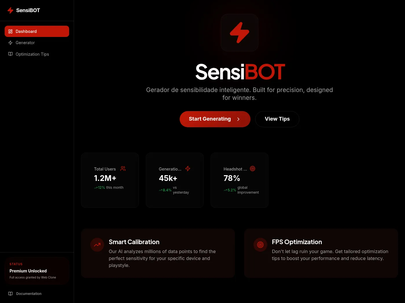 SensiBot Web Clone