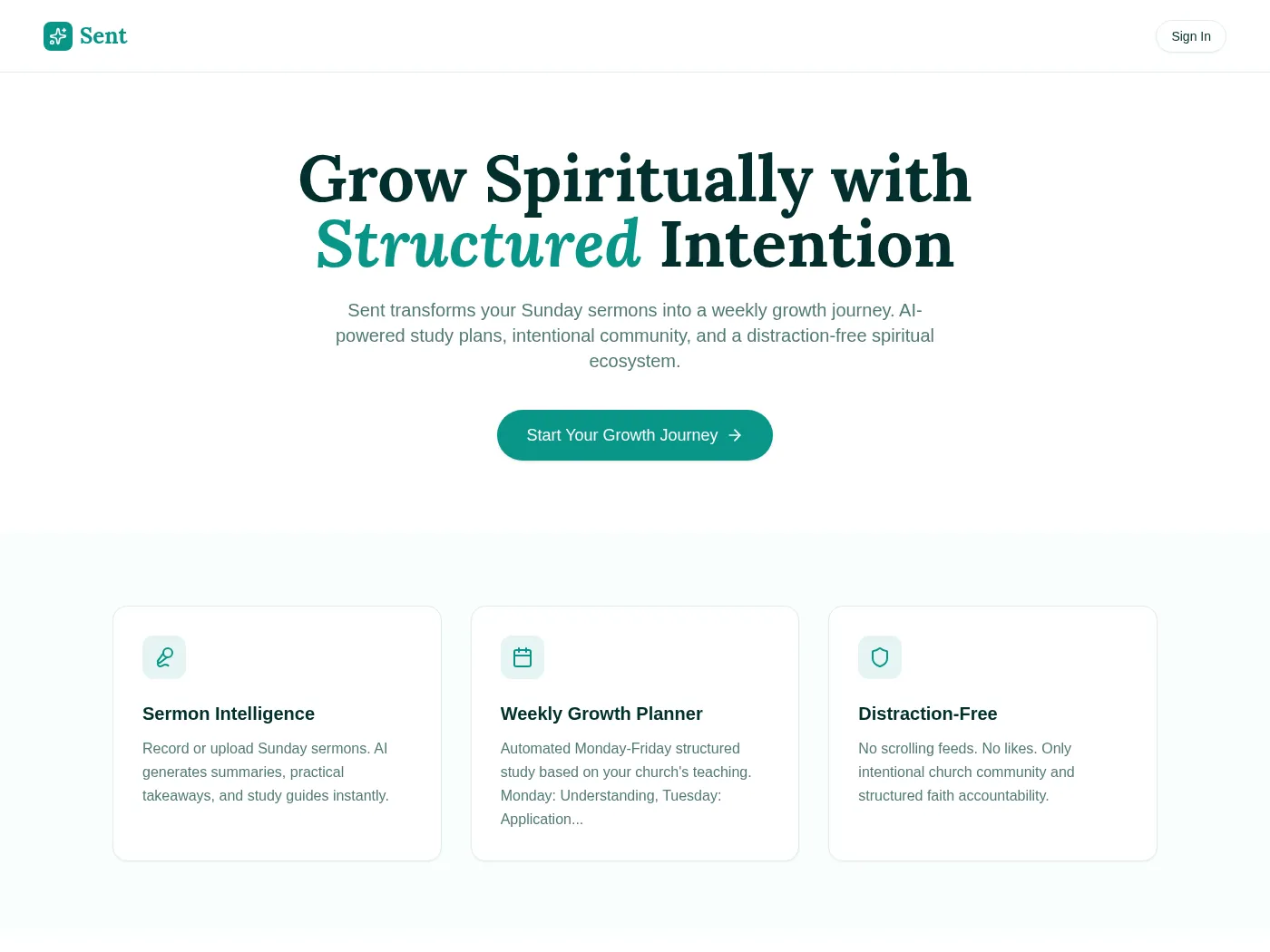 Sent: Faith Growth Platform