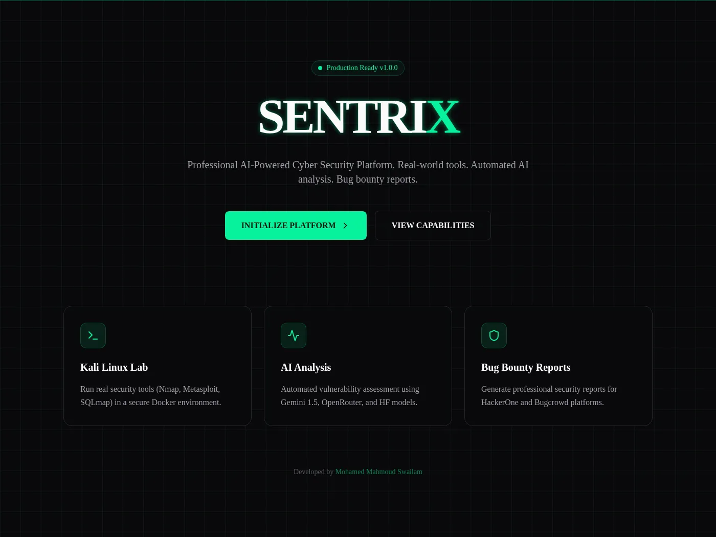 SentriX AI Cyber Platform