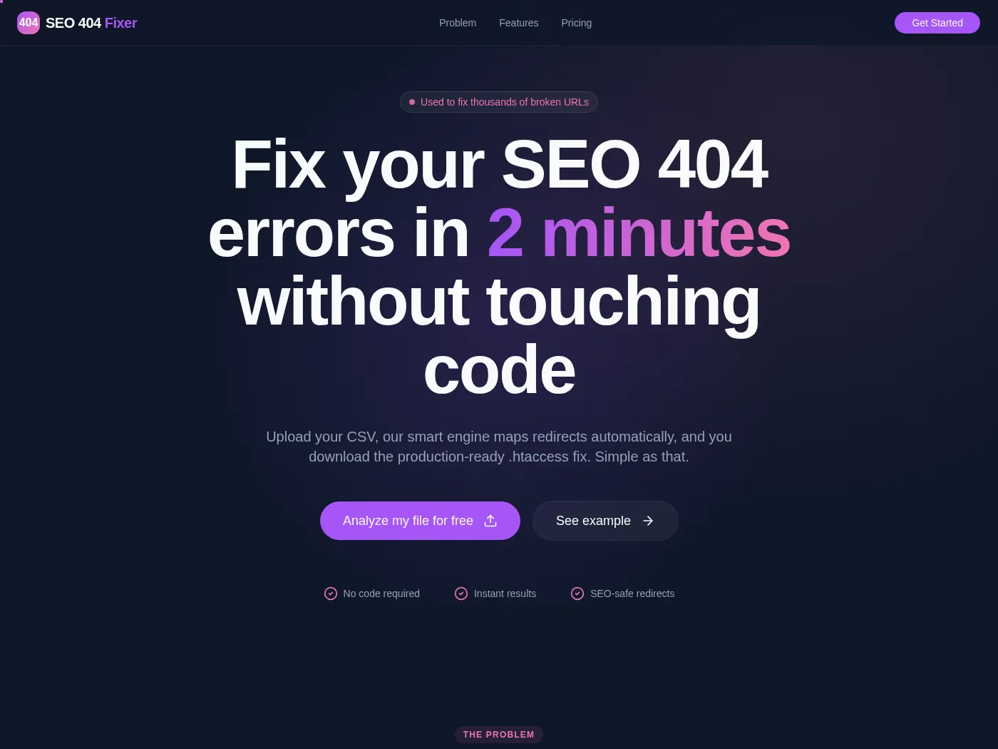 SEO 404 Fixer Landing