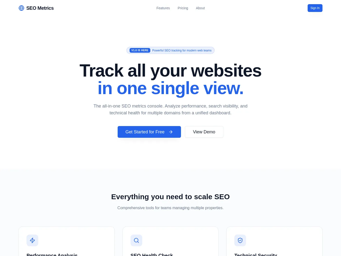 SEO Metrics Console