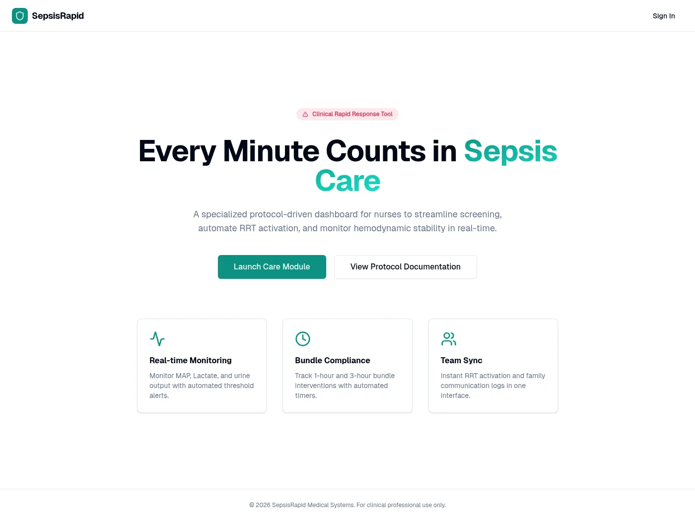 Sepsis Rapid Response Tool