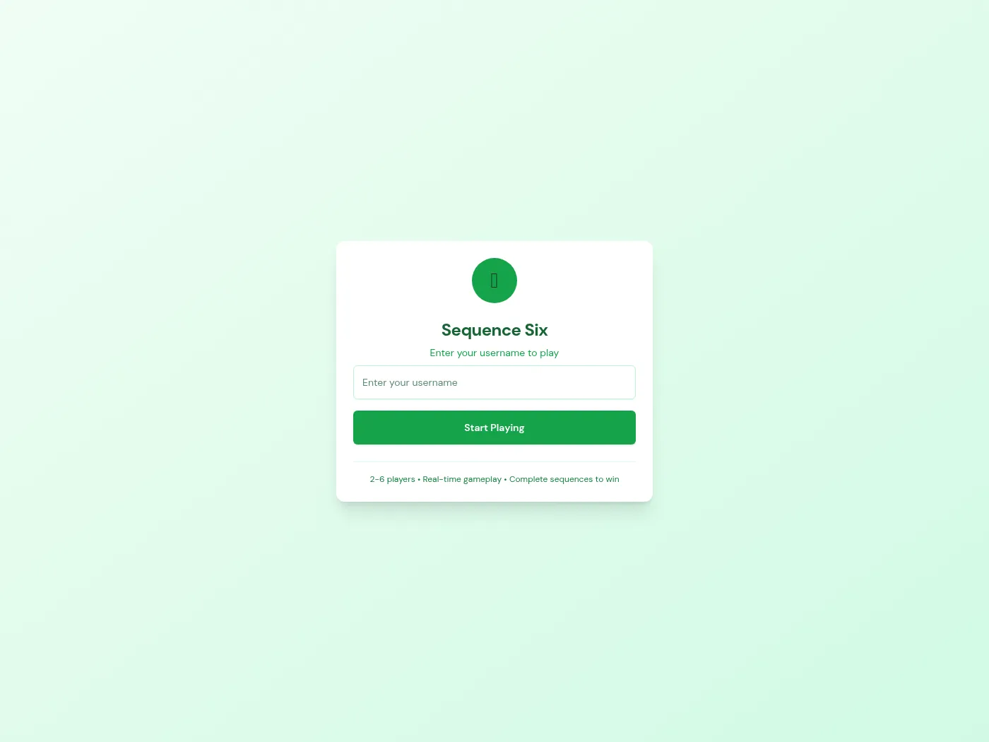 Sequence Six Card Game