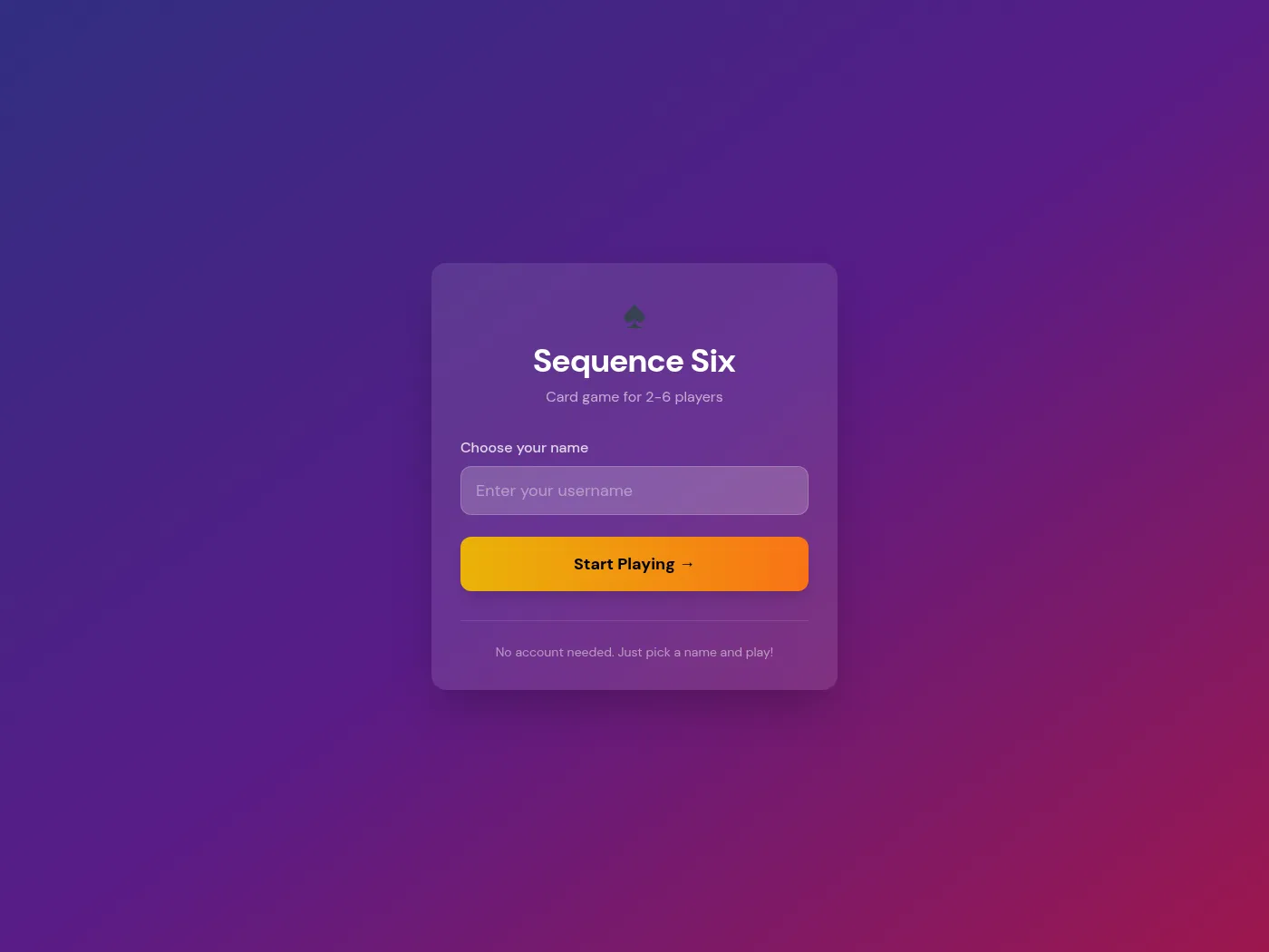 Sequence Six Card Game