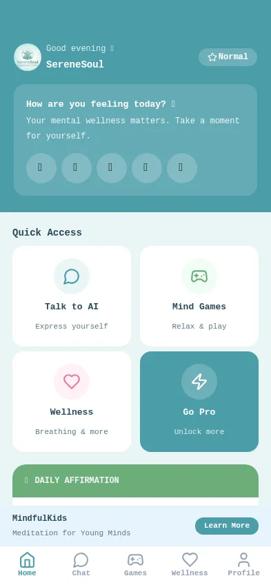 SereneSoul Wellness App