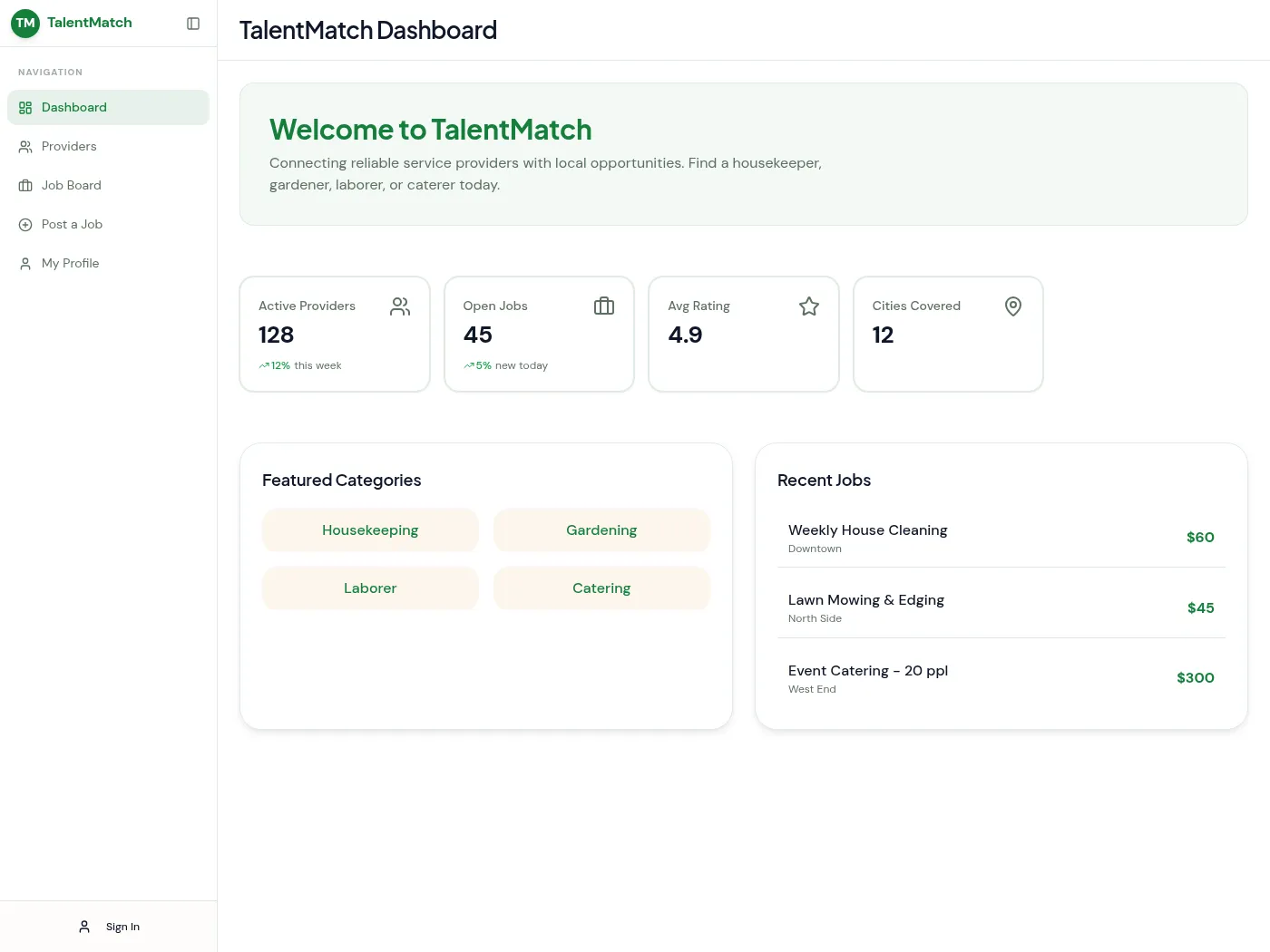 TalentMatch Services Finder
