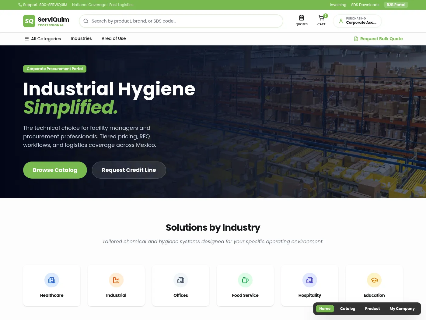 ServiQuim B2B Portal Redesign