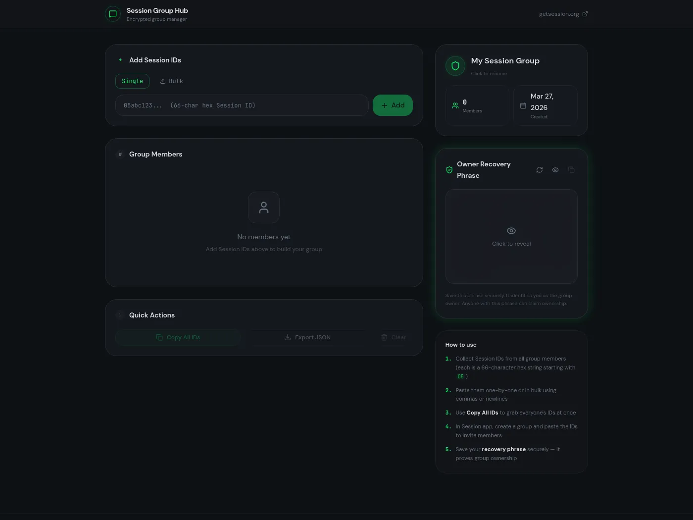 Session Group Hub
