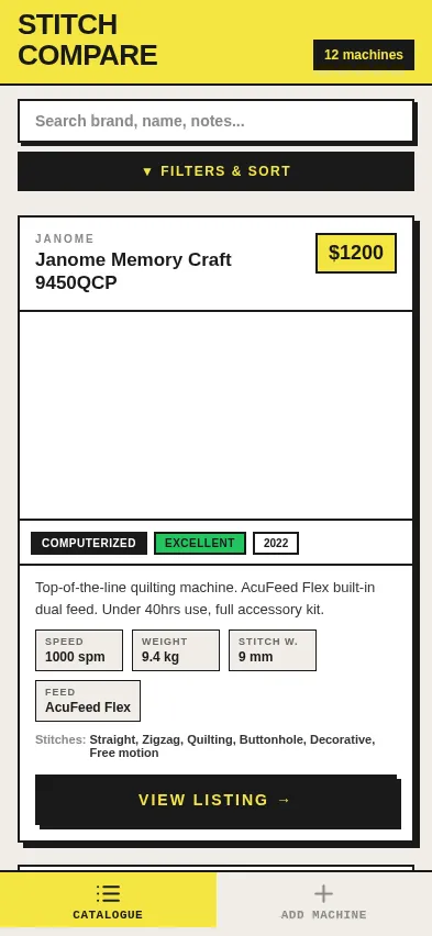 Stitch Compare Hub
