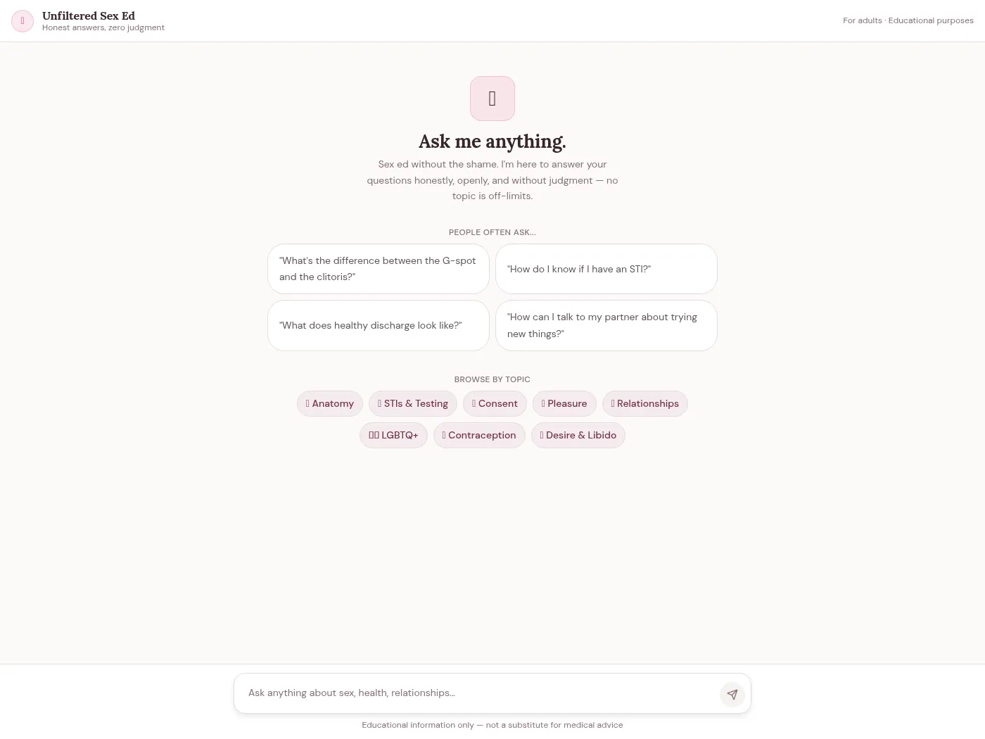 Unfiltered Sex Ed AI