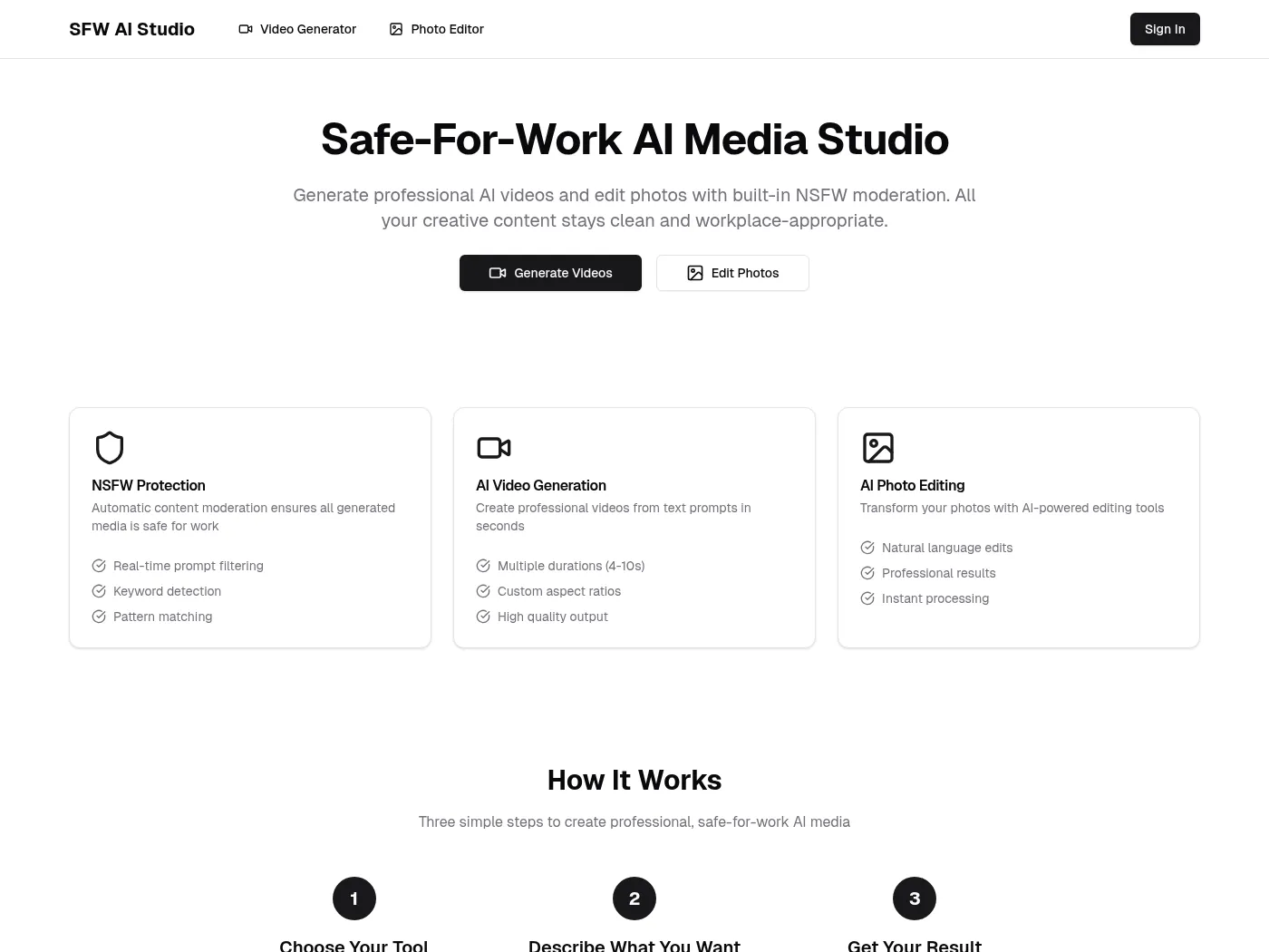SFW AI Video & Photo Studio