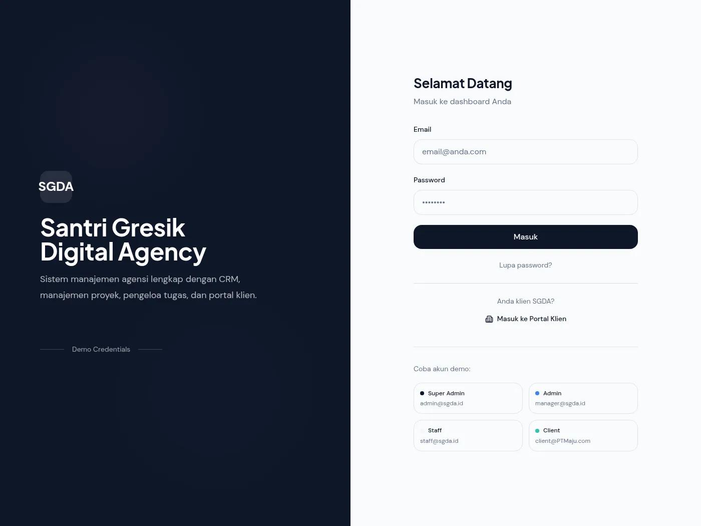 SGDA Agency Manager