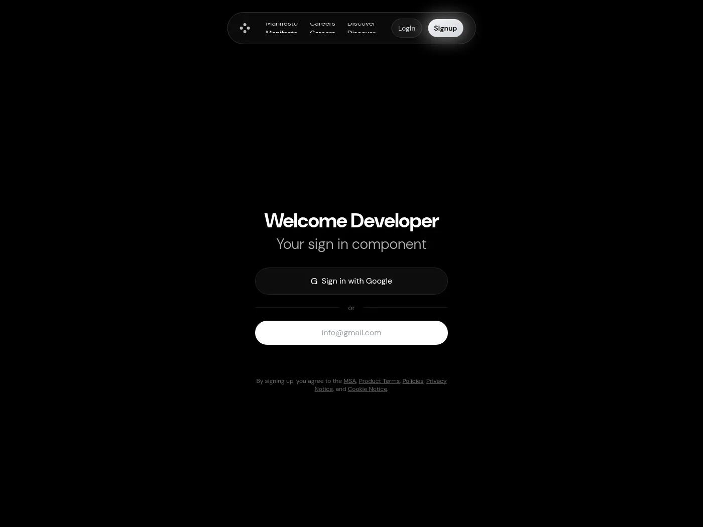 Shadcn SignIn UI Boilerplate