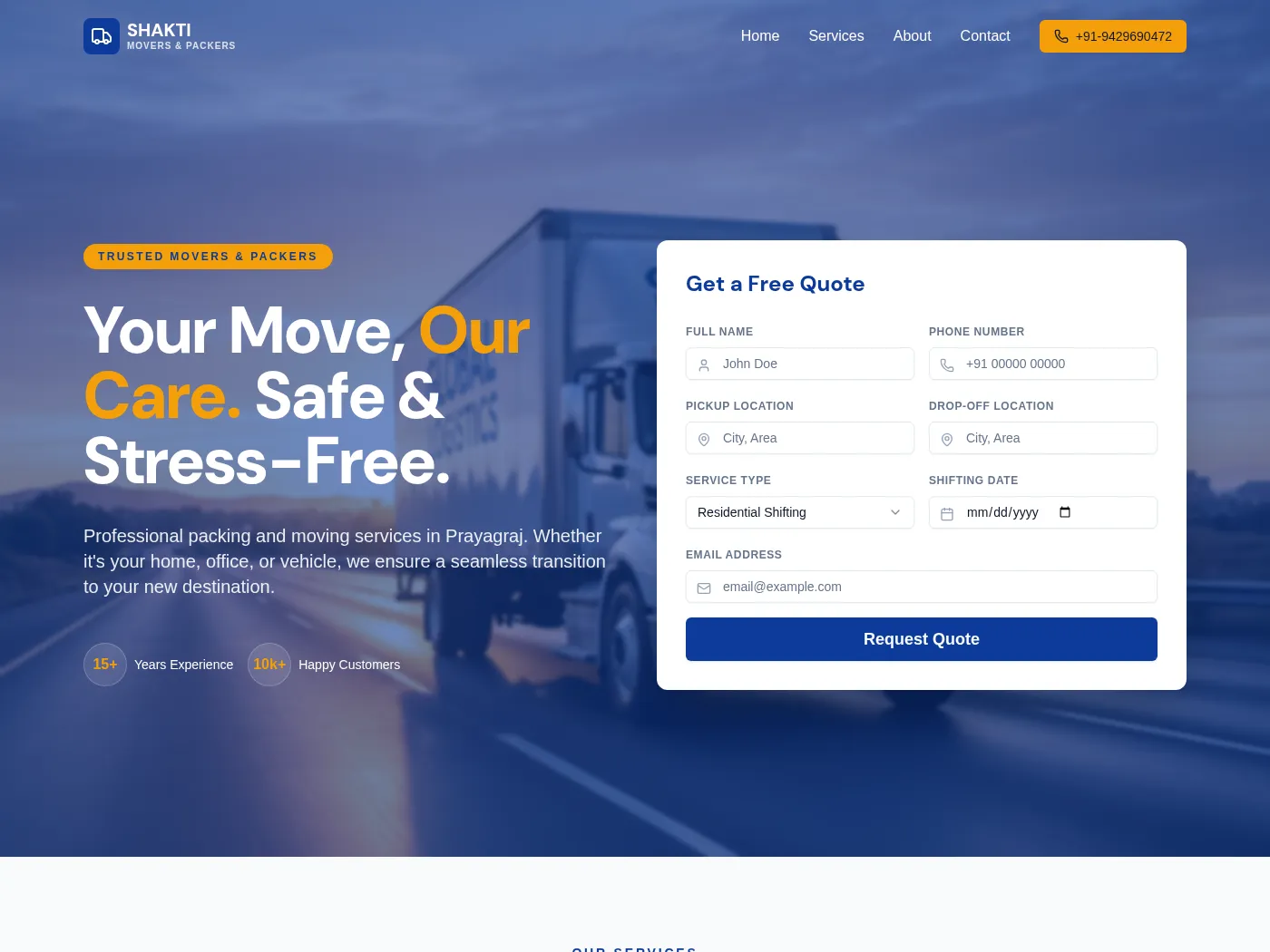 Shakti Movers Website