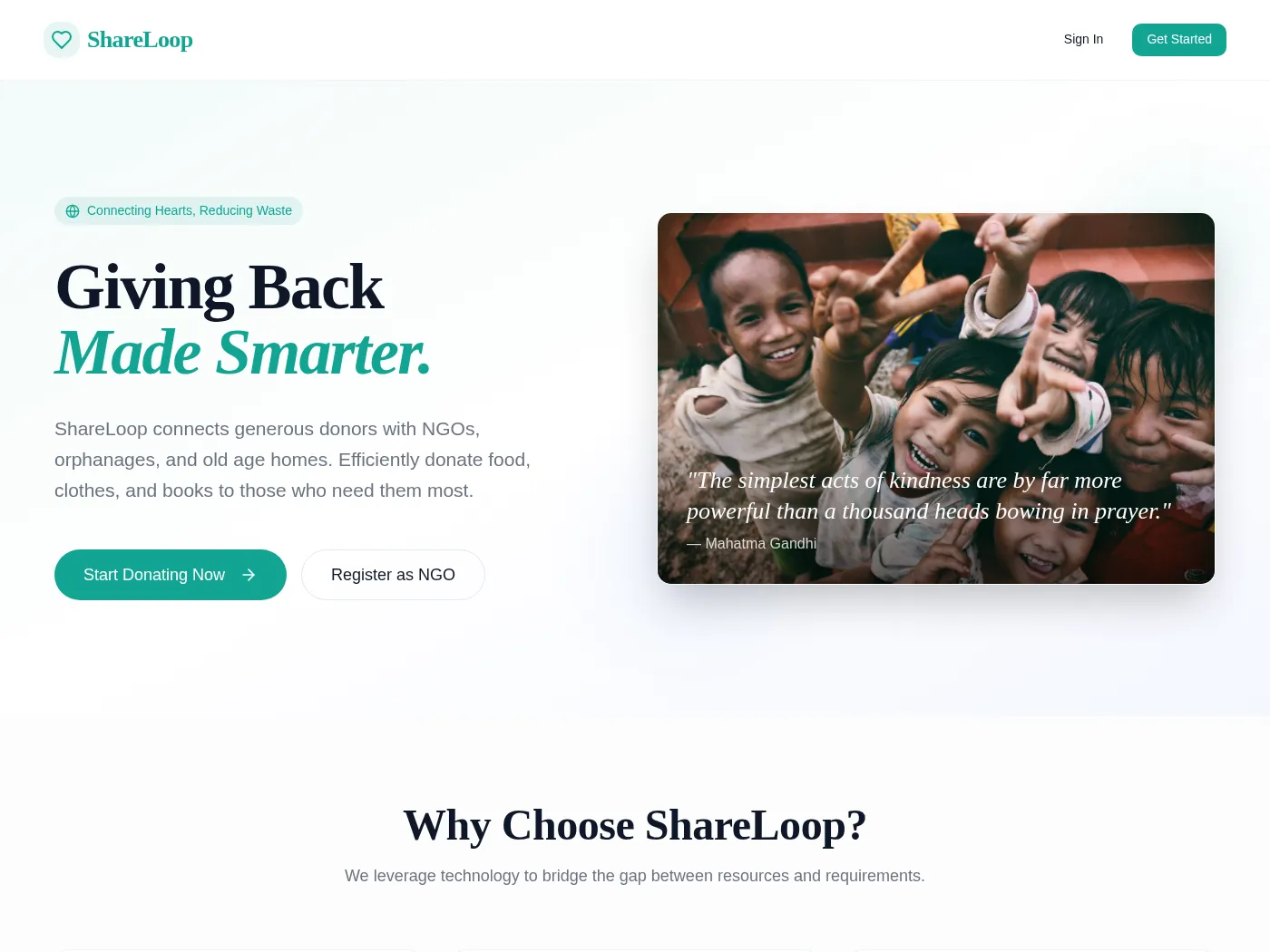 ShareLoop Donation Platform