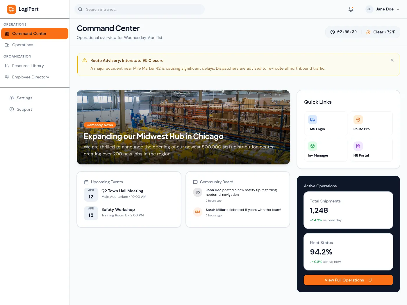 LogiPort Intranet Hub