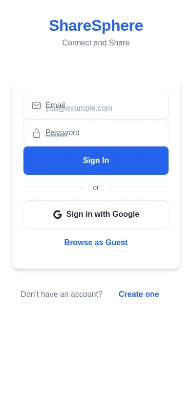 ShareSphere Social App