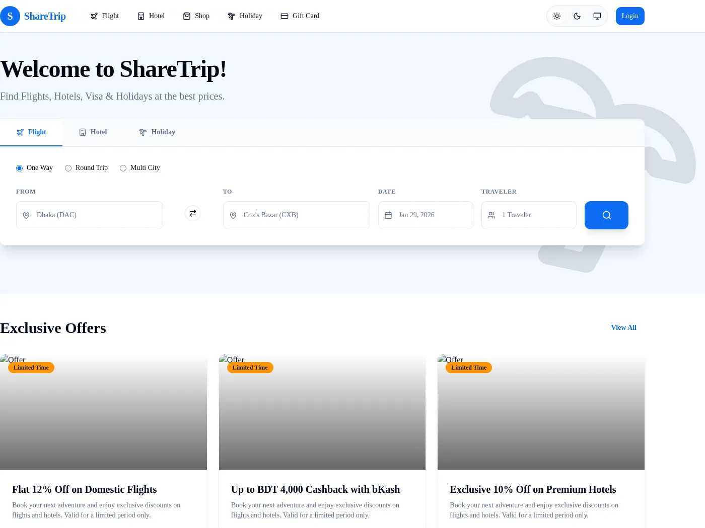 ShareTrip Clone Pro