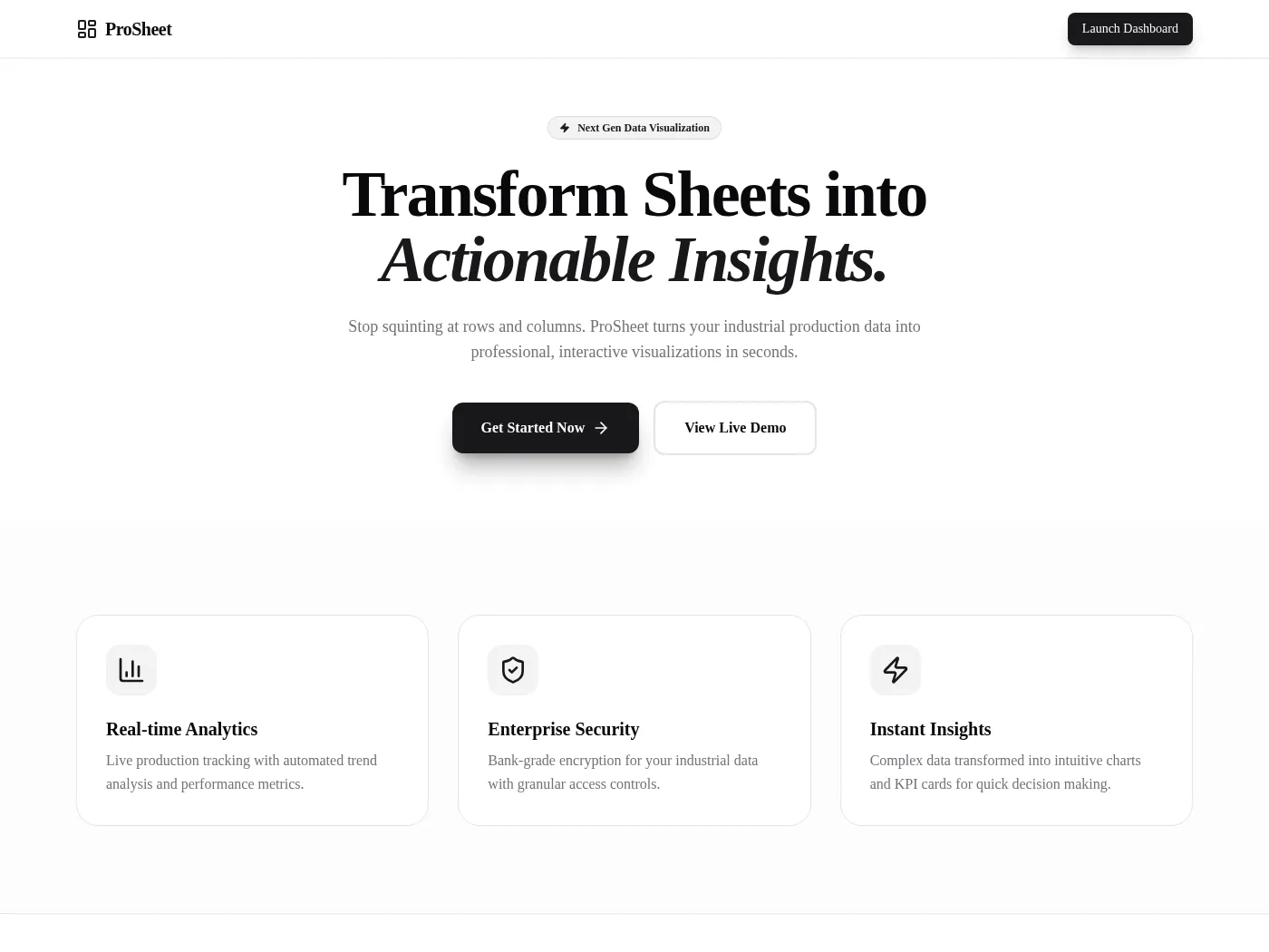 ProSheet Dashboard
