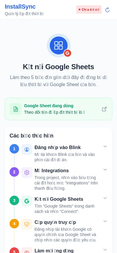 InstallSync Sheet App