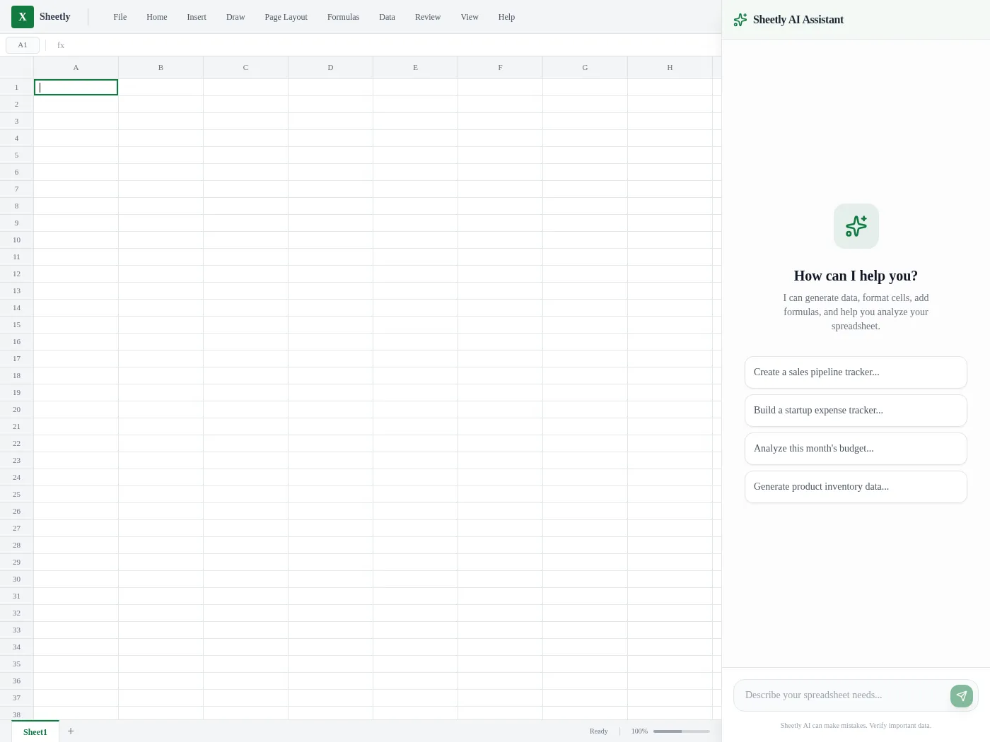 Sheetly Excel Clone