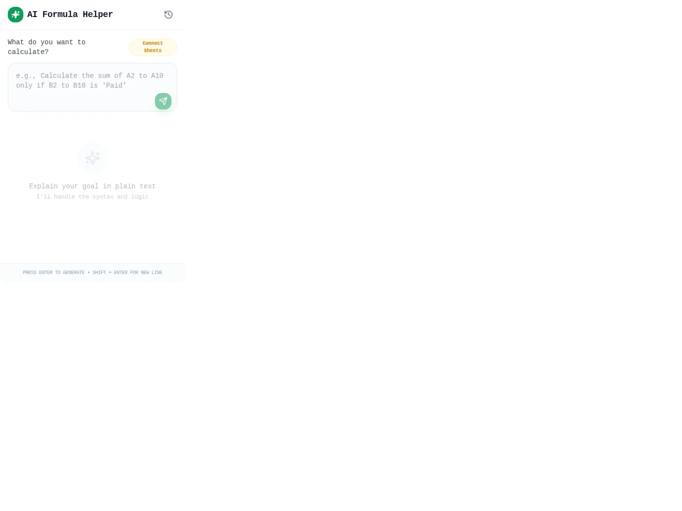 Sheets AI Formula Helper