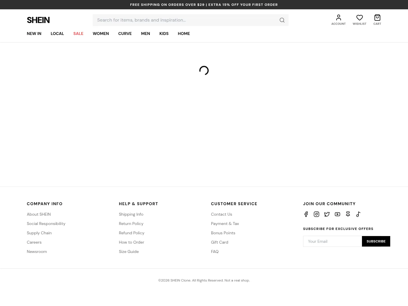 Shein Web Shop Clone