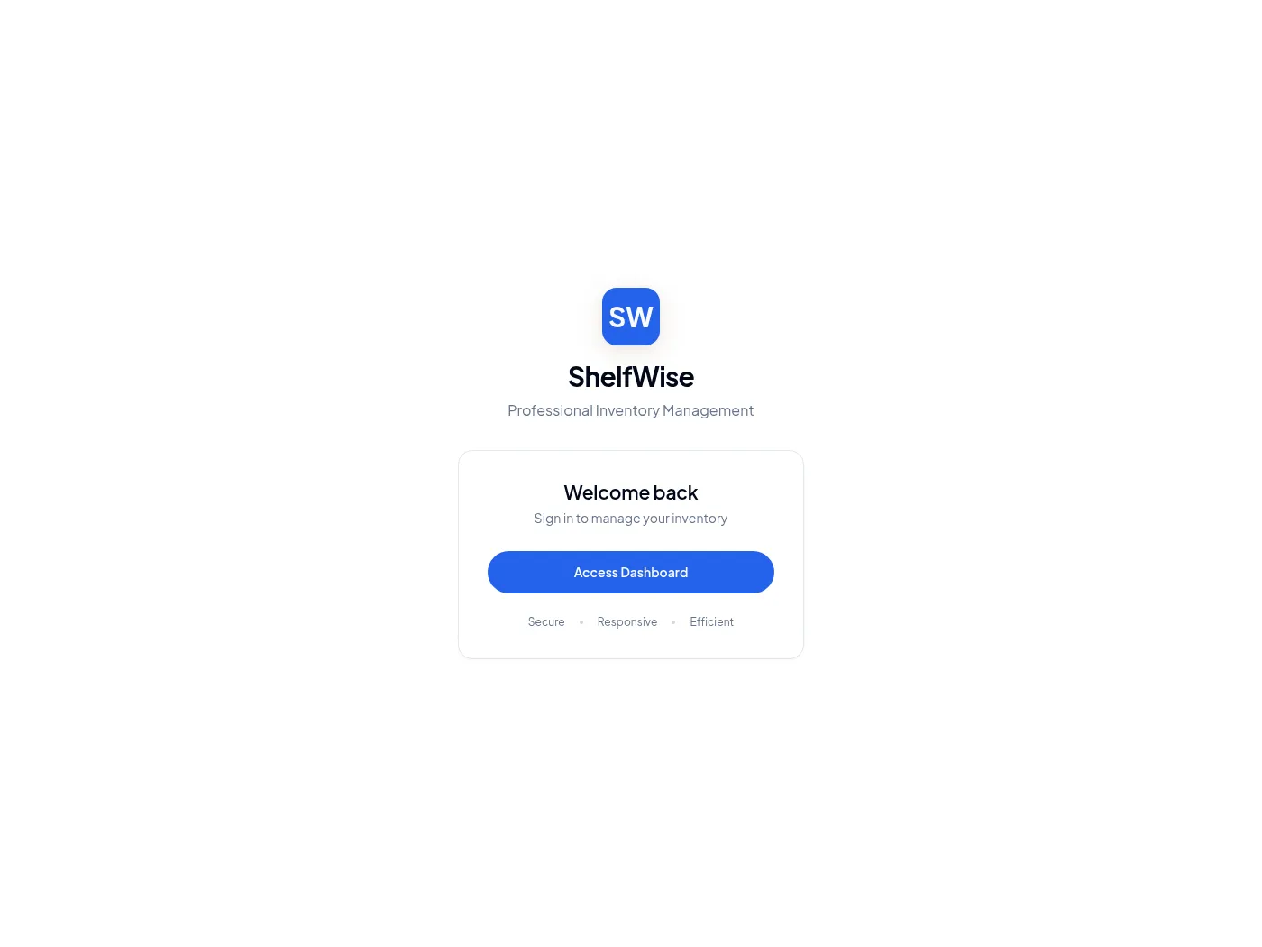 ShelfWise Inventory App