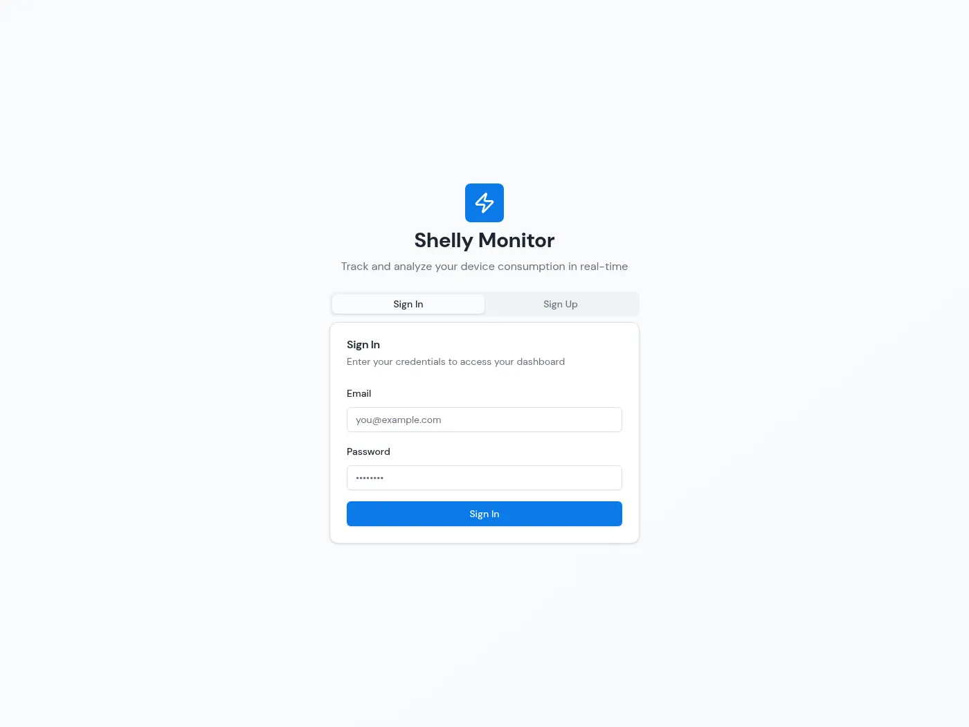Shelly Device Consumption Monitoring Dashboard