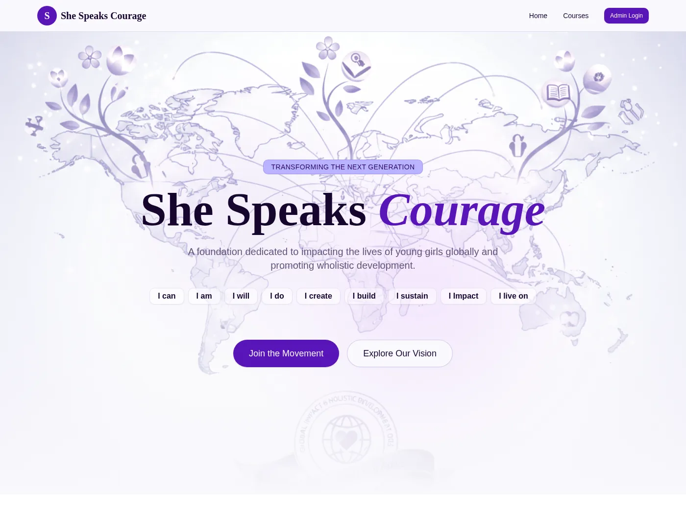 SheSpeaks Courage Website